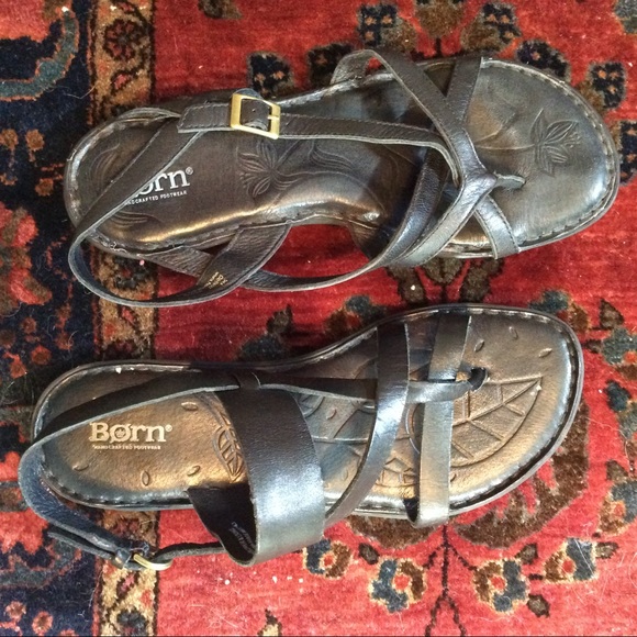 Born | Shoes | Born Black Leather Strappy Thick Sandals | Poshmark